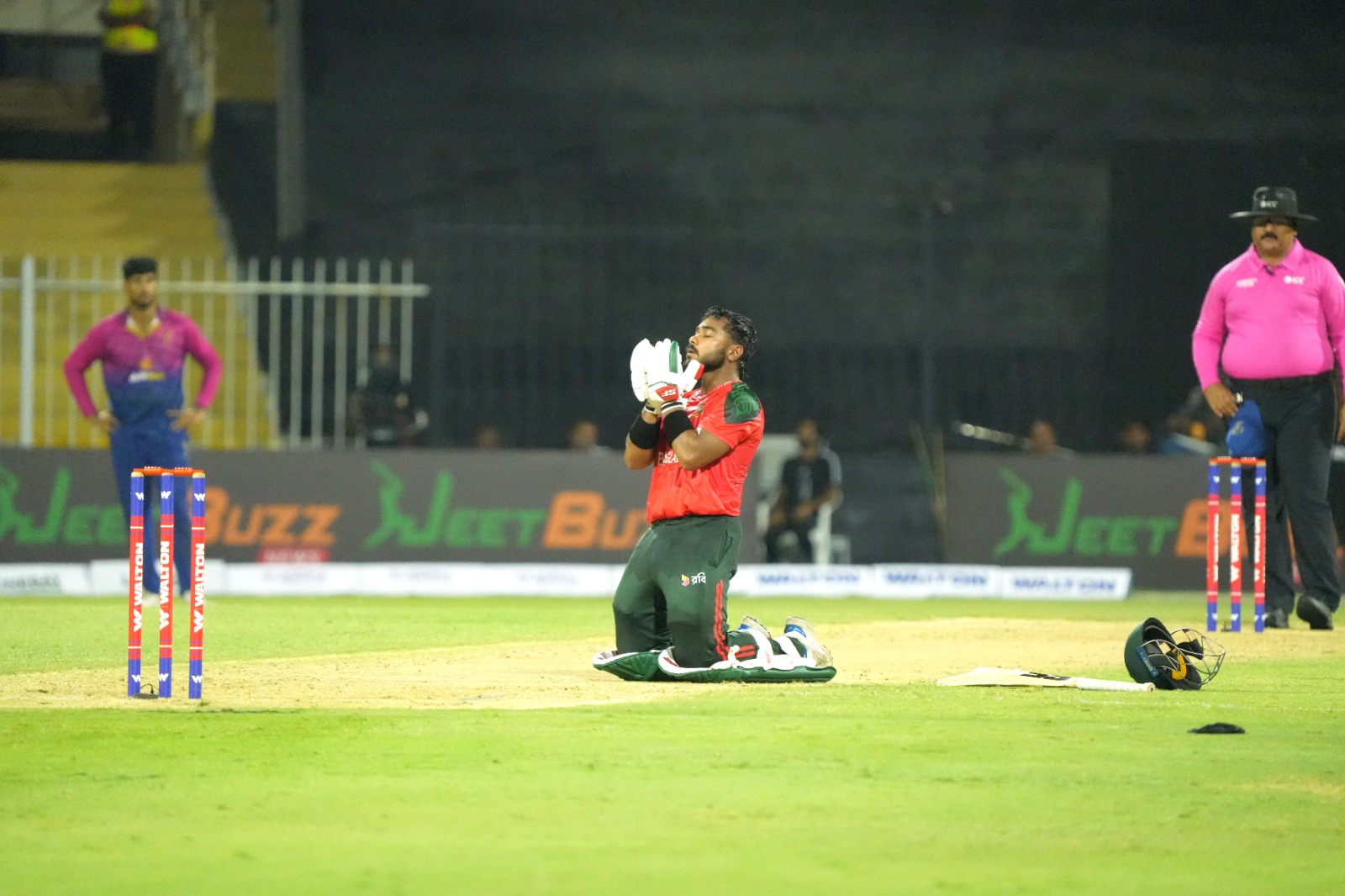 Parvez Hossain Emon expresses gratitude to God after magnificent hundred ©ECB | Cricket Photos ...