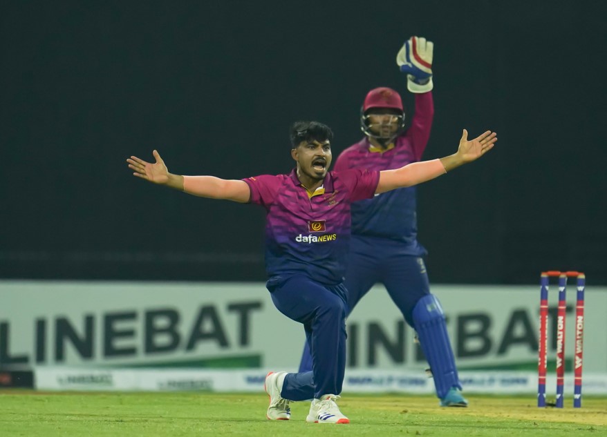 UAE spinner Haider Ali took 3 wickets for just 7 runs in his 4 overs ...