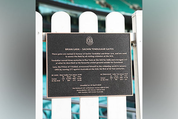 SCG reveals gates name after Tendulkar and Brian Lara