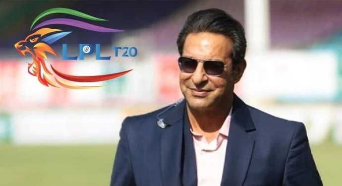 Wasim Akram attends the Lanka Premier League final in Colombo